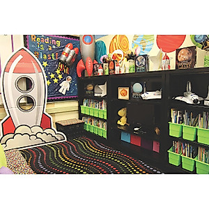 Fun Express Cardboard Rocket Spaceship Stand Up - Almost 5 Feet Tall - Great for The Classroom and VBS - VBS Vacation Bible School Supplies/Decor