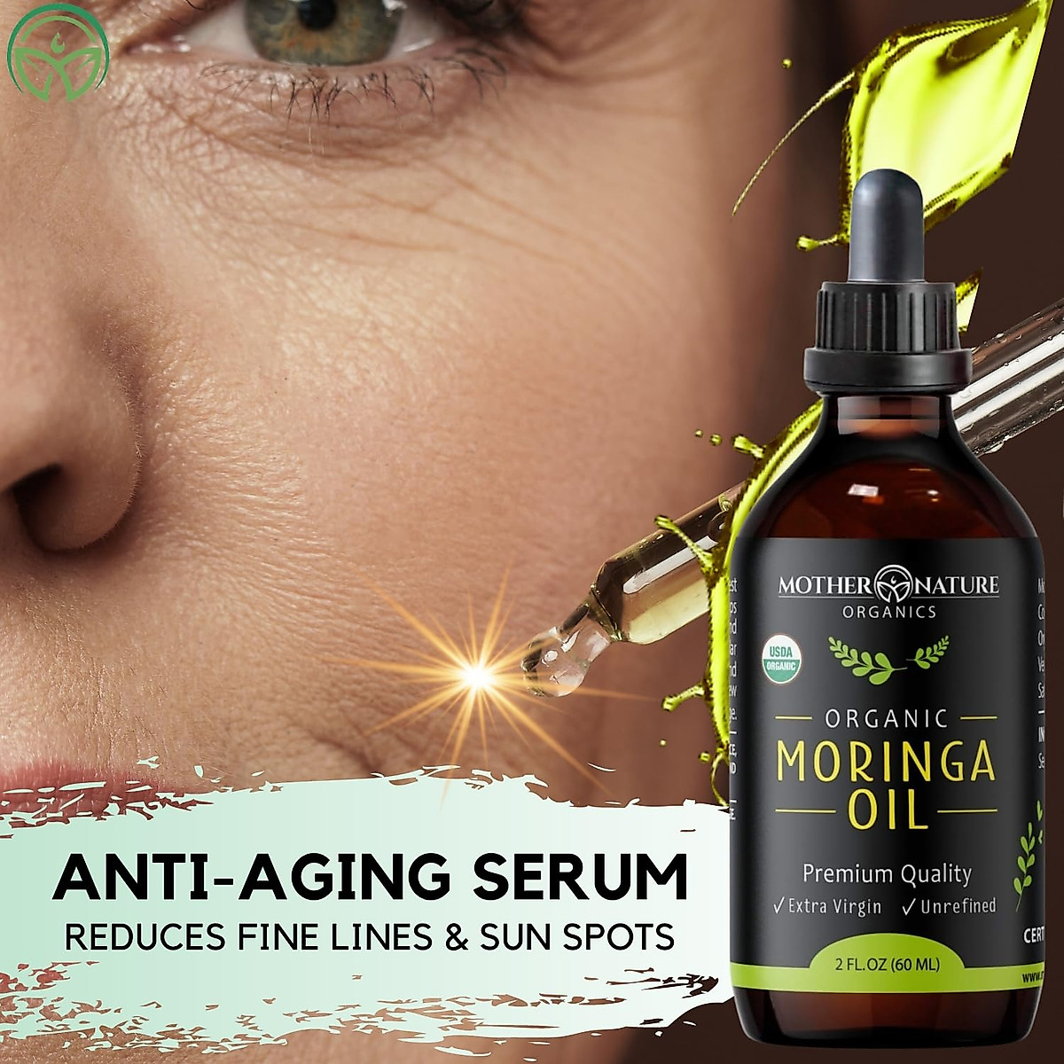 Moringa Oil - USDA Certified Organic, 100% Pure, Cold Pressed & Unrefined Gluten Free Oil (2oz) - Natural Moisturizer for Skin, Face, Body & Hair - Non-GMO & Vegan