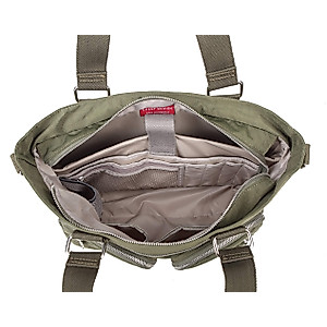 Crest Design Nylon Shoulder Bag Handbag, Teacher Nurse Tote Organizer (Army Green)