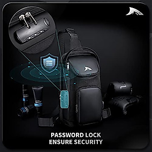 Anti Theft Small Sling Bag for Men, Crossbody Backpack with USB Charging, Waterproof Shoulder Bag with One Strap split in Two(black)