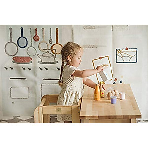 MEOWBABY Kitchen Step Stool for Kids - Toddler Learning Stool, Wooden Adjustable Helper for Toddlers, Natural