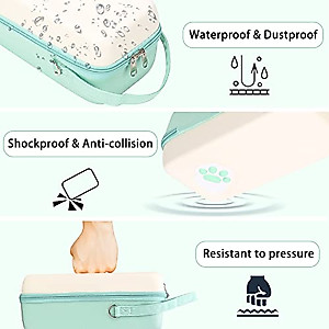 Green Cat Paw Carrying Storage Case for Nintendo Switch/Switch OLED Model, Portable Travel All Protective Hard Messenger Bag Soft Lining for Switch Console, Pro Controller, Accessories.