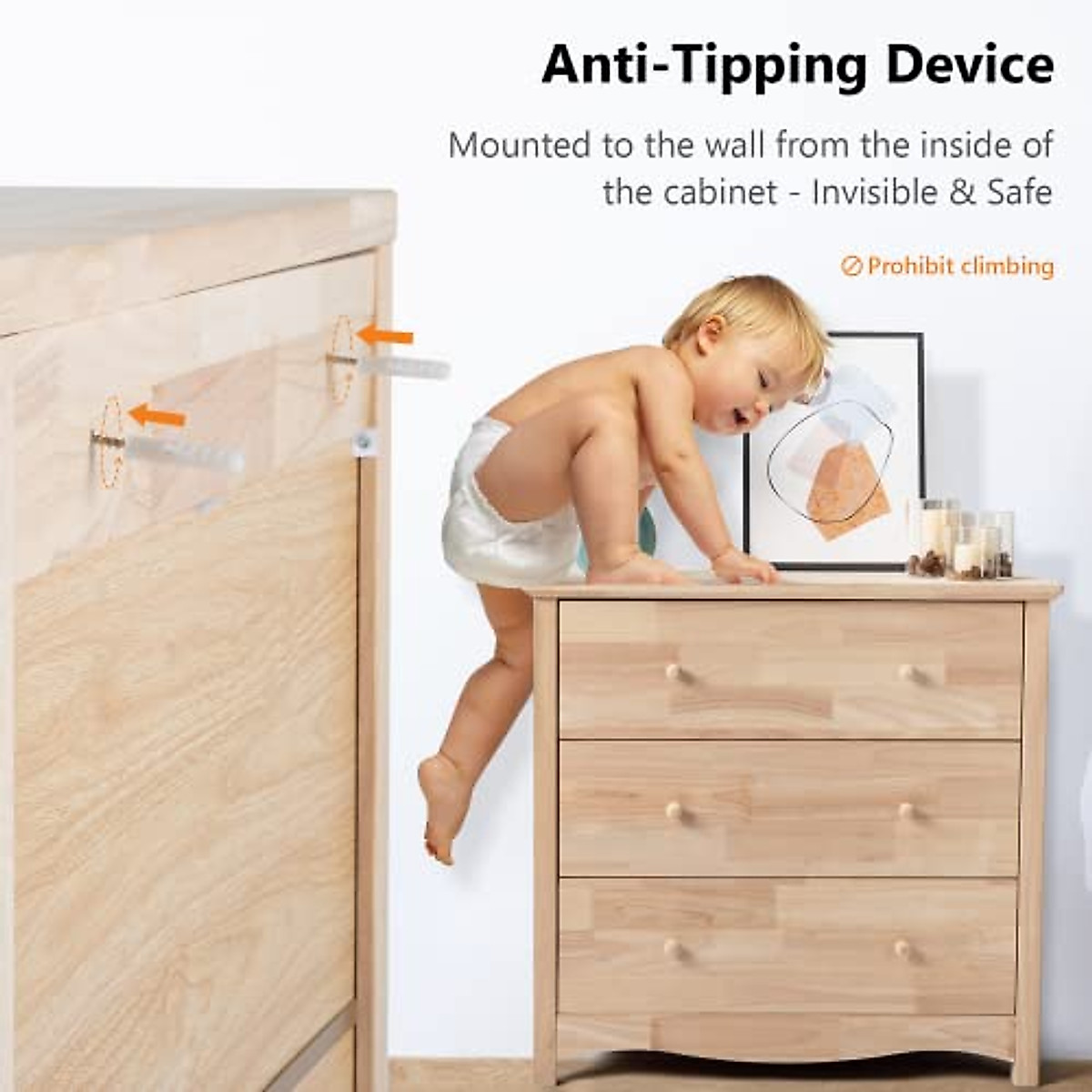 VINGLI Upgraged Unfinished 3 Drawer Dresser for Bedroom Natural Solid Wood Dresser Color DIY, Farmhouse Dresser with Spacious Storage Chests of Drawers with Full Extension Drawer Slides, Rustic Style