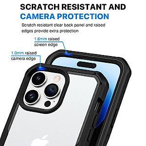 CENHUFO for iPhone 14 Pro Max Case, Privacy Phone Cover with Built-in Anti Peep Tempered Glass Privacy Screen Protector and Camera Protective, Full Body Shockproof Spy Clear Double Bumper - Black