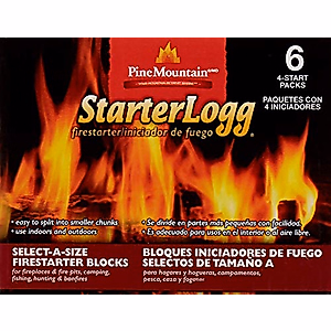 Pine Mountain StarterLogg Select-A-Size Firestarting Blocks, 24 Starts Firestarter Wood Fire Log for Campfire, Fireplace, Wood Stove, Fire Pit, Indoor & Outdoor Use, Red