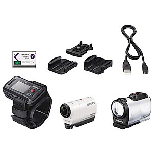 Sony HDR-AZ1VR Waterproof Action Cam Mini with RM-LVR2V Live View Remote Watch and Tripod Adapter (Wi-Fi, GPS Tagging, 11.9MP Photos, 1080P Video)