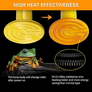 Simple Deluxe Ceramic Heat Emitter Heating Bulb No Light Reptile Heat Lamp, Brooder Coop Heater for Terrarium Amphibian Pet Snake Turtle, Incubating Chicken, 150W, 2 Pack, Yellow