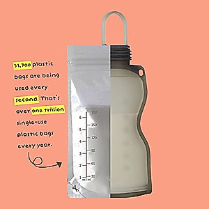 Haakaa Silicone Breastmilk Storage Bags Combo 9oz (5 Count)+ 4.4oz (5 Count), Reusable Leak Proof Breast Milk Storing Freezer Bags for Breastfeeding, BPA Free Food Grade Silicone