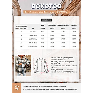Dokotoo Womens Flannel Shirt Fashion Plaid Button Down Long Sleeve Shirts for Women Turn Down Collared Shacket Jacket Comfy Winter Coats for Ladies Tops with Pockets Pink Large