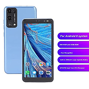 ASHATA Unlocked Android Cell Phone,5.45 Inch HD Full Screen Smartphone Kit,2GB RAM 32GB ROM Dual SIM Dual Standby Cell Phone with Face Recognition,for Kids,Elders(Blue)