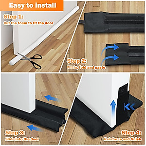 LEPAYU Door Draft Stopper Twin Double-Sided Under Door Noisy and Light Blocker with Durable Nylon Cover, 35 inch Adjustable Cold Air Breeze Blocker for Interior Doors and Windows