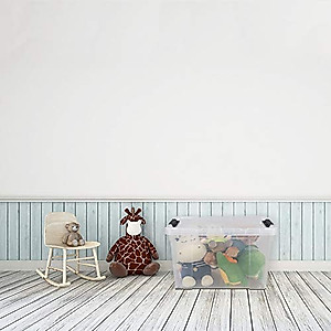 Tstorage 50 Quart Plastic Storage Container with Wheels, Clear Large Storage Bin, 4 Packs