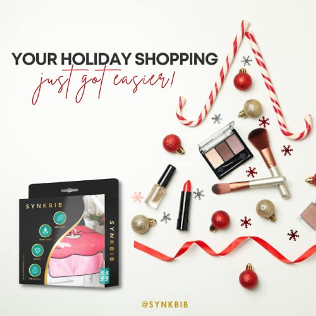 SYNKBIB Sink Cover-Bathroom Sink Organizer with Storage Pockets- Hair Drain Catcher- Makeup Sink Mat -30" by 30" Sink Cover for Counter Space