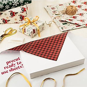 Christmas Wrapping Paper Sheets- 20 Precut Sheets Christmas Gift Wrap Paper- Christmas Paper Wrapping Sheets (30"x20")- 4 Unique Patterns of Holiday Wrapping Paper, 20 Sheets