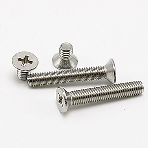 #8-32x3/4 Countersunk/Flat Head Machine Screws,Phillips Driver,Full Thread,Stainless Steel,Pack of 100
