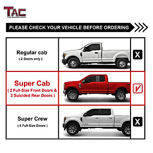 TAC Side Step Fit 1997-1998 F150/F250LD Super Cab 3 Door / 1999-2003 F150/F250LD Super Cab 4 Door (Incl. 04 Heritage) 3" Black Side Step Nerf Bars Step Rails Running Boards 2Pcs
