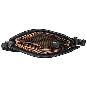 Zelris Western Horse Embroidered Feathers Turquoise PU Leather Concealed Carry Women Crossbody Bag (Black)