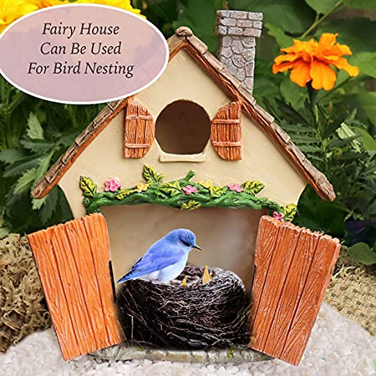Meadow & Oak Fairy House Kit, Outdoor Fairy Garden Kit for Kids & Adults, Fairy Garden House with Doors That Open & Fairy Garden Accessories, Magical Fairy Garden Set Includes Adorable Accessories