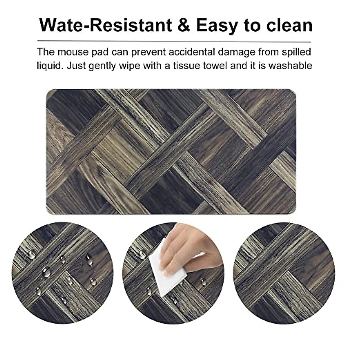 11.8x31.5 Inches Large Gaming Mouse Pad Mat with Stitched Edge Non-Slip Rubber Base Washable Resilient for Office Computers Laptop Table Mouse Pads Mats Accessory (Wood-Brain, X-Large)