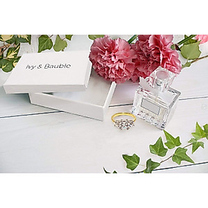 IVY & BAUBLE 3 Stone Cushion Cut Simulated Diamond Engagement Rings for Women in 18K Yellow Gold Plating, Size 5