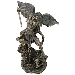 Top Collection Large 2 Feet 3 Inch (27”) Tall Archangel Saint Michael. Protection and Justice. Bronze Powder Mixed with Resin - Bronze Antique Finish.
