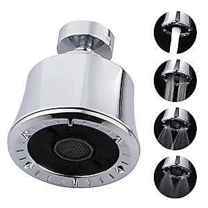 iFealClear Sink Faucet Aerator with Metal Ball Joint, 360° Swivel Faucet Sprayer Head, Big Angle Kitchen Sink Faucet Head, 55/64-27UNS Brass Female Thread, 4 Spray Modes, Extra Adapters, Chrome