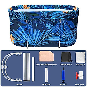 AellerSen Portable Bathtubs, Foldable Soaking Bathing Tub for Adults, Oval Bathtubs for Showers, with Thick Insulation Foam to Keep The Temperature (Blue)