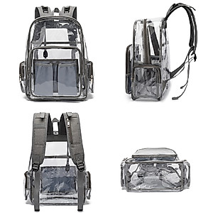 Yusudan Clear Diaper Bag Backpack for Baby Girls Boys, Mom Nappy Bags for Women (Grey)