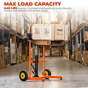 Stark USA Hydraulic Material Lift Dolly, 441lbs 35.8" Max Lift, Pallet Stacker Winch Stacker, Forklift, Truck Dolly, Pallet Jack, with Steel Platform