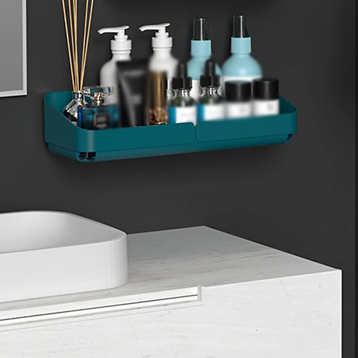PDGJG Bathroom Shelf Storage Rack Wall Mounted Shampoo Cosmetics Storage Rack Bathroom Accessories Storage
