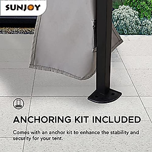 Sunjoy 11x11 ft. Pop-Up Instant Gazebo, Outdoor Portable Steel Frame 2-Tier Top Canopy/Tent with Netting and Carry Bag, Gray