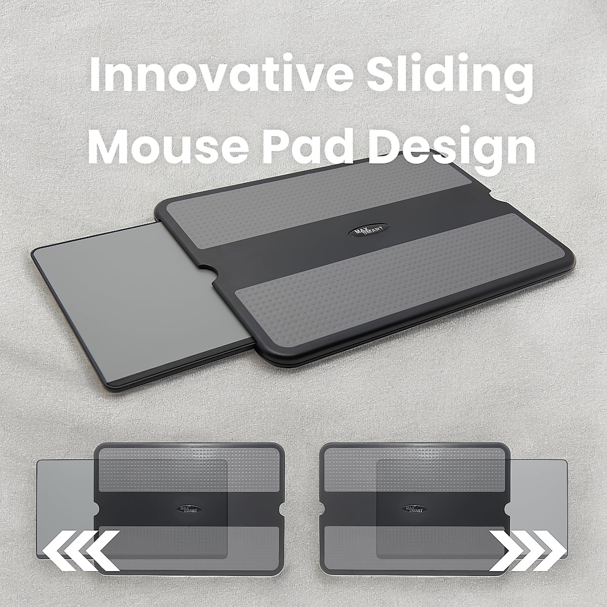 MAX SMART Portable Laptop Lap Pad, Laptop Desk with Retractable Mouse Tray, Anti-Slip Heat Shield Notebook Computer Stand Table, Working Station for Home, Office, Recliner, Business and Travel