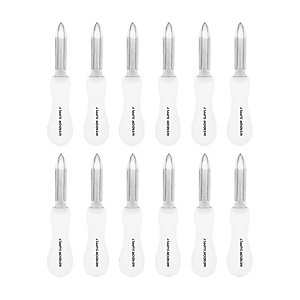 WENDOM Oyster Knife White Oyster Shucker with Anti-slip Handle New Haven Style for Working Stainless Steel Oyster Shucking Knife 12Pack