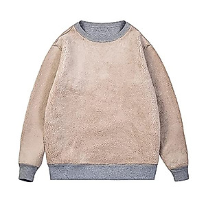 MAGCOMSEN Mens Winter Coats Crewneck Sherpa Sweatshirt Warm Thick Sweatshirts Work Tops Fleece Liner Sweatshirts Active Casual Sweatshirts Athletic Pullover Wine Red