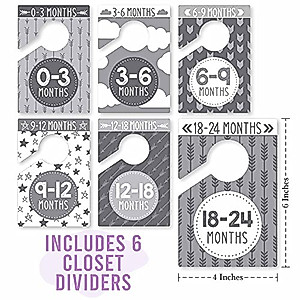 6 Hanger Dividers Baby Closet Size Dividers - Gray Closet Organizer Baby Closet Dividers, Baby Closet Organizer For Nursery Organization, Baby Essentials For Newborn Essentials, Nursery Closet Divider