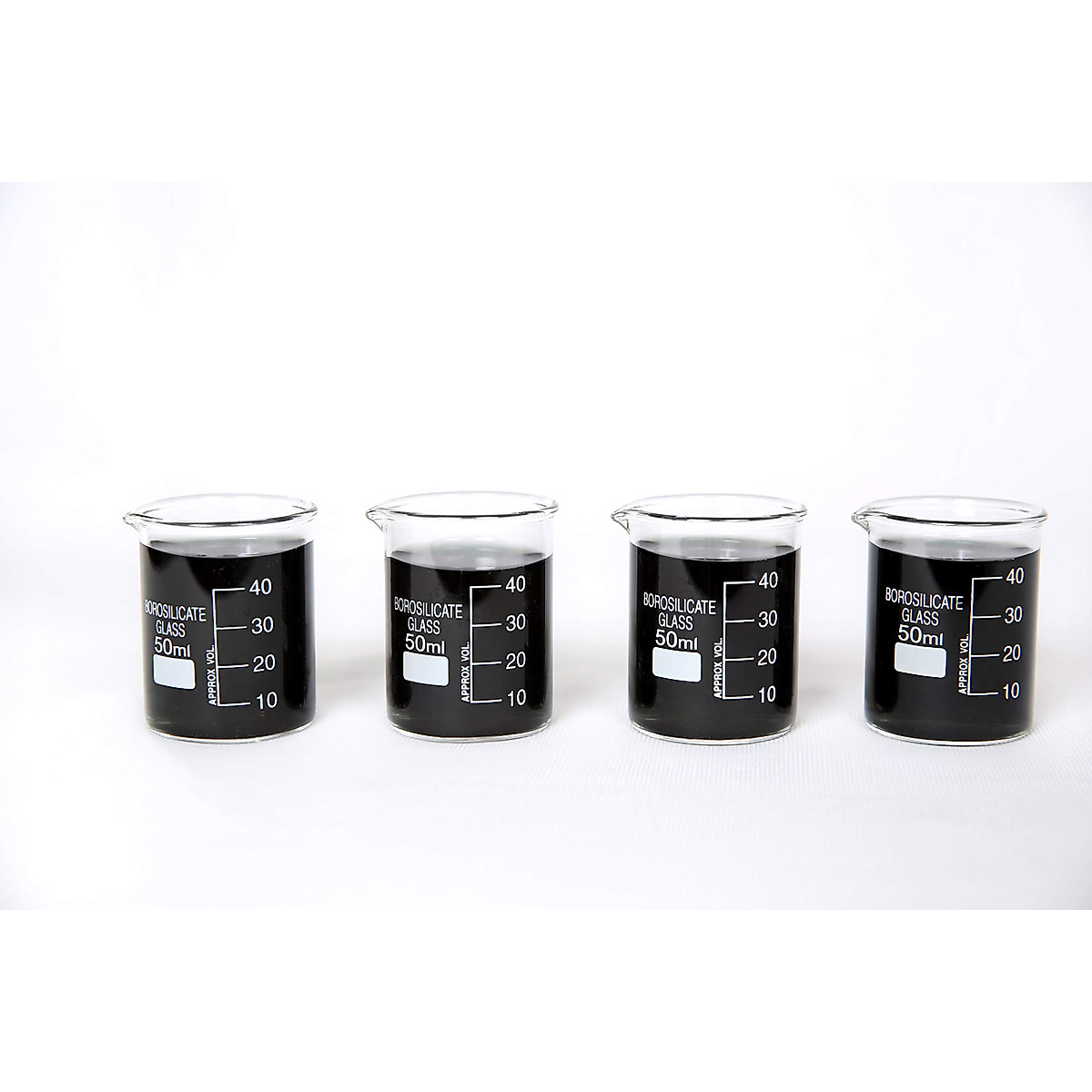 (Pk/4) 50mL Glass Beaker Shot Glasses Medicine Cups Measuring Cups Multi-Purpose Liquid and Dry Borosilicate Glass Measurement 1.6oz