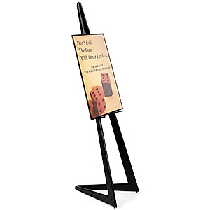 Black Bi-Fold Adjustable Wood Easel, Quick Set Up, Free-Standing Display Easel, 64"h x 21.5"d