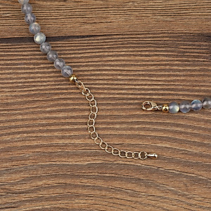 COAI Womens Labradorite Stone Beaded Solar System Necklace