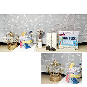 Yamfurvo Royal Metal Desktop Crown Decor, Decorative Centerpiece Crown Sculpture for Wedding, Christmas,Party Table, Baby Shower, Antique Home Decor, Gold