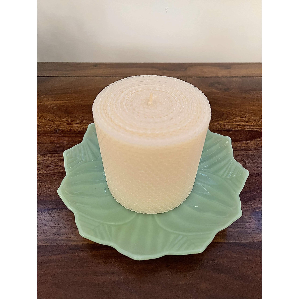 4 Inch x 4 Inch Hand Rolled Beeswax Pillar Candle by Little Bee of Connecticut