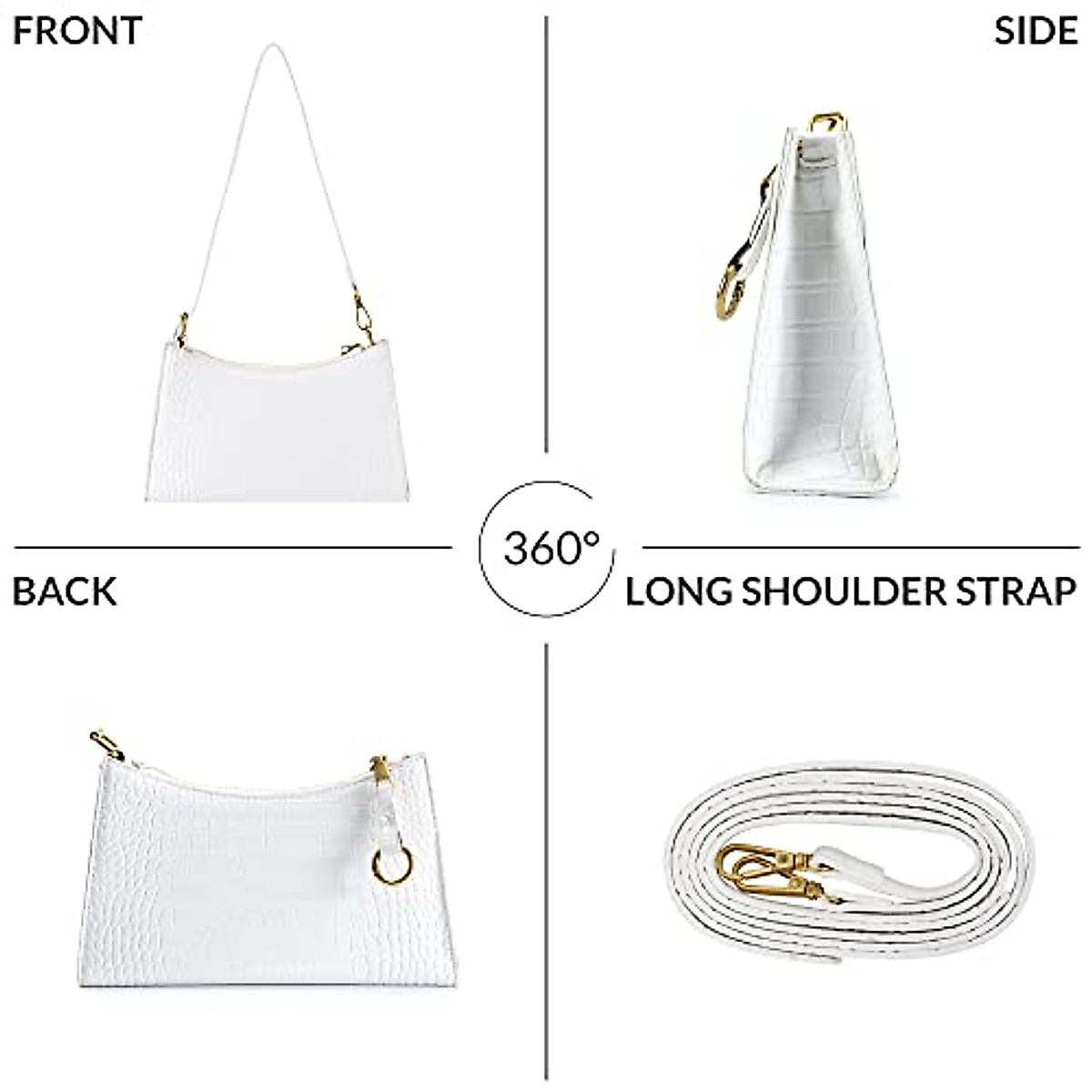 sembook Shoulder Bag For Women Crossbody Purse Clutch Crossbody Small (White)