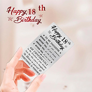 MOQIYXL 18th Birthday Card for Daughter, 18 Year Old Gifts for Daughter Engraved Wallet Card