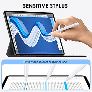 Stylus Pen for iPad 2018-2024, 2X Fast Charge iPad Pencil 2nd Generation Compatible with Apple iPad Pro M4/ Pro 12.9"(6/5/4/3)/ Pro 11"(4/3/2/1), iPad Mini 6/5, iPad Air (M2/5/4/3), iPad (10/9/8/7/6)
