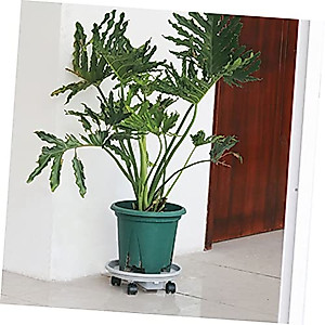 Yardwe Flower Pot Tray House Plants Round Planter Carts with Wheels Heavy Duty Flower Pot Mover Planter Caddy Modern Plant Stand Grey Planter Rolling Caddy Plant Stands Flower Pot Stand