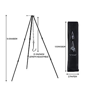 Camping Tripod Campfire Cooking Dutch Oven Tripod Mini Adjustable Grill Tripod Cooker Campfire Grill Stand Tripod Grilling Set Cooking Lantern Tripod Hanger with Storage Bag for Outdoor Activities