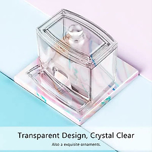 SINDAL 1pc 3.5*3.5in Acrylic Cotton Swabs Storage Holder, Cotton Swabs Box, Cotton Pads Holder