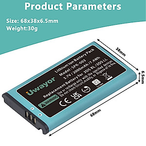 Uwayor 3DS XL Battery, 2000mAh Replacement SPR-003 Battery for Nintendo 3DS XL, New 3DS XL, 3DS LL Console with Tool Kit (Not for New 3DS)