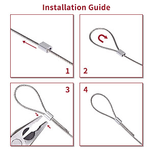 26ELE Picture Hanging Wire 190lbs, Heavy Duty Stainless Steel Wire Rope for Hanging Picture Frame Mirror and Wall Art, Strong Metal Wire 100Feet with 20PCS Crimping Sleeves, 4 D Rings and 8 Screws