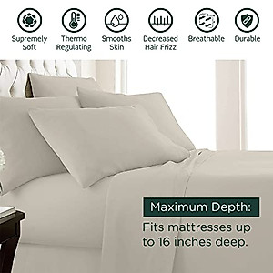 Bambuucell 6 Piece Full Size Sheet Set, Beige- Supremely soft, durable, breathable, hypoallergenic
