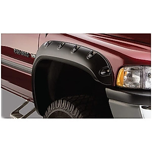 Bushwacker Pocket/Rivet Style Front Fender Flares | 2-Piece Set, Black, Smooth Finish | 50017-02 | Fits 2002-2008 Dodge Ram 1500; 2003-2009 Ram 2500, 3500